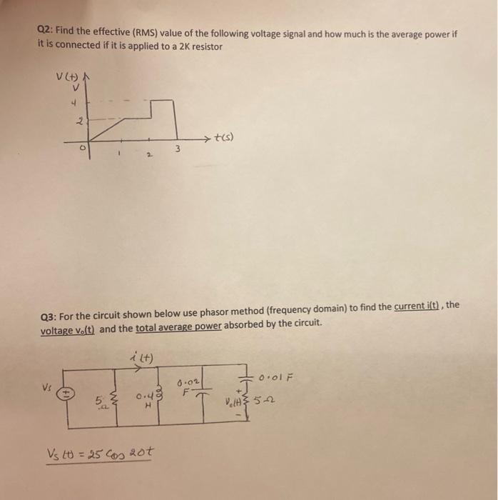Solved Q2: Find the effective (RMS) value of the following | Chegg.com
