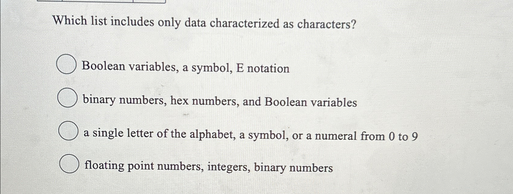 Solved Which list includes only data characterized as | Chegg.com