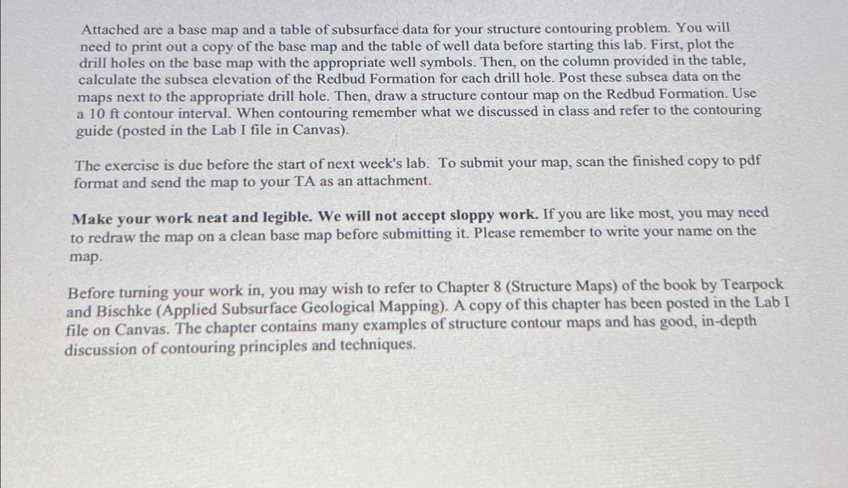 Solved Attached are a base map and a table of subsurface | Chegg.com