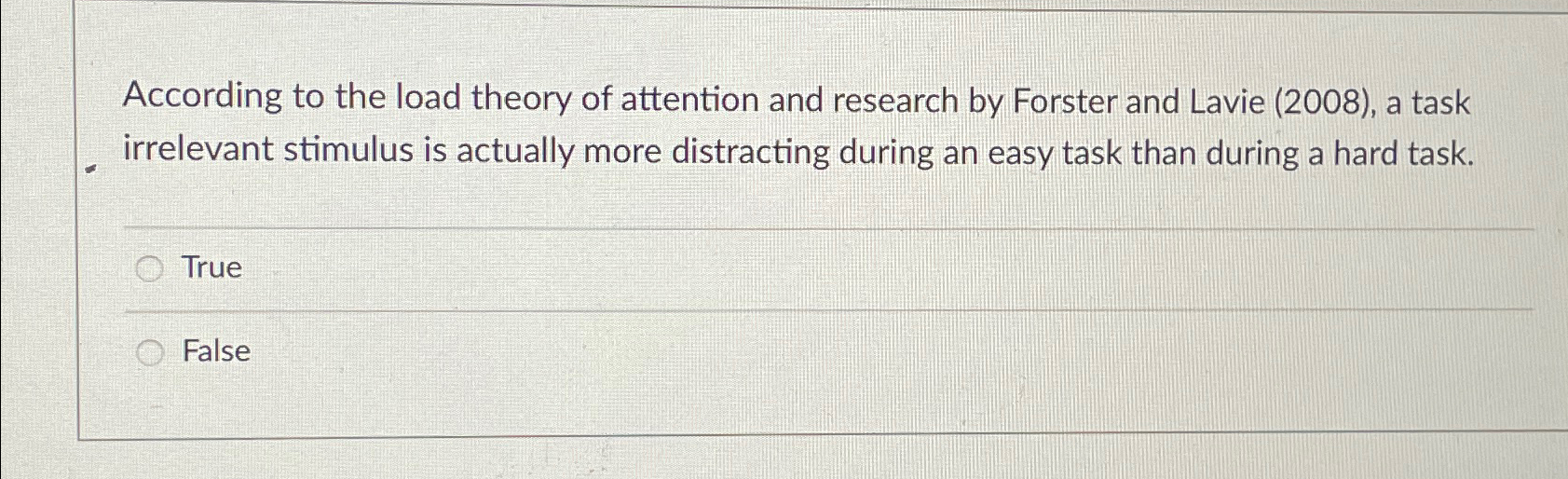 Solved According To The Load Theory Of Attention And