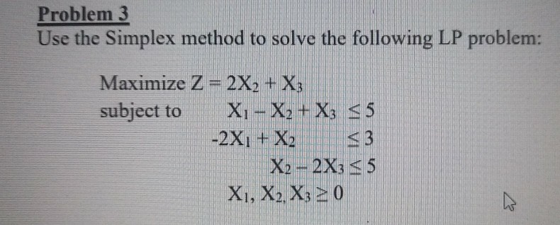 Solved Problem 3 Use the Simplex method to solve the | Chegg.com