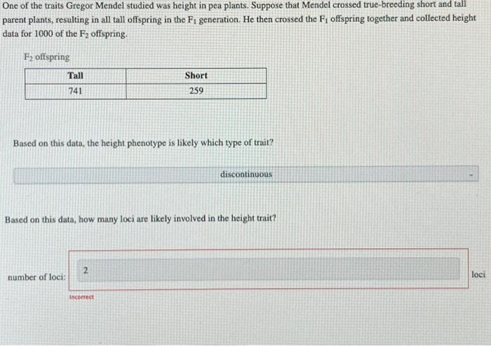 Solved One of the traits Gregor Mendel studied was height in | Chegg.com Solved One of the traits Gregor Mendel studied was height in | Chegg.com