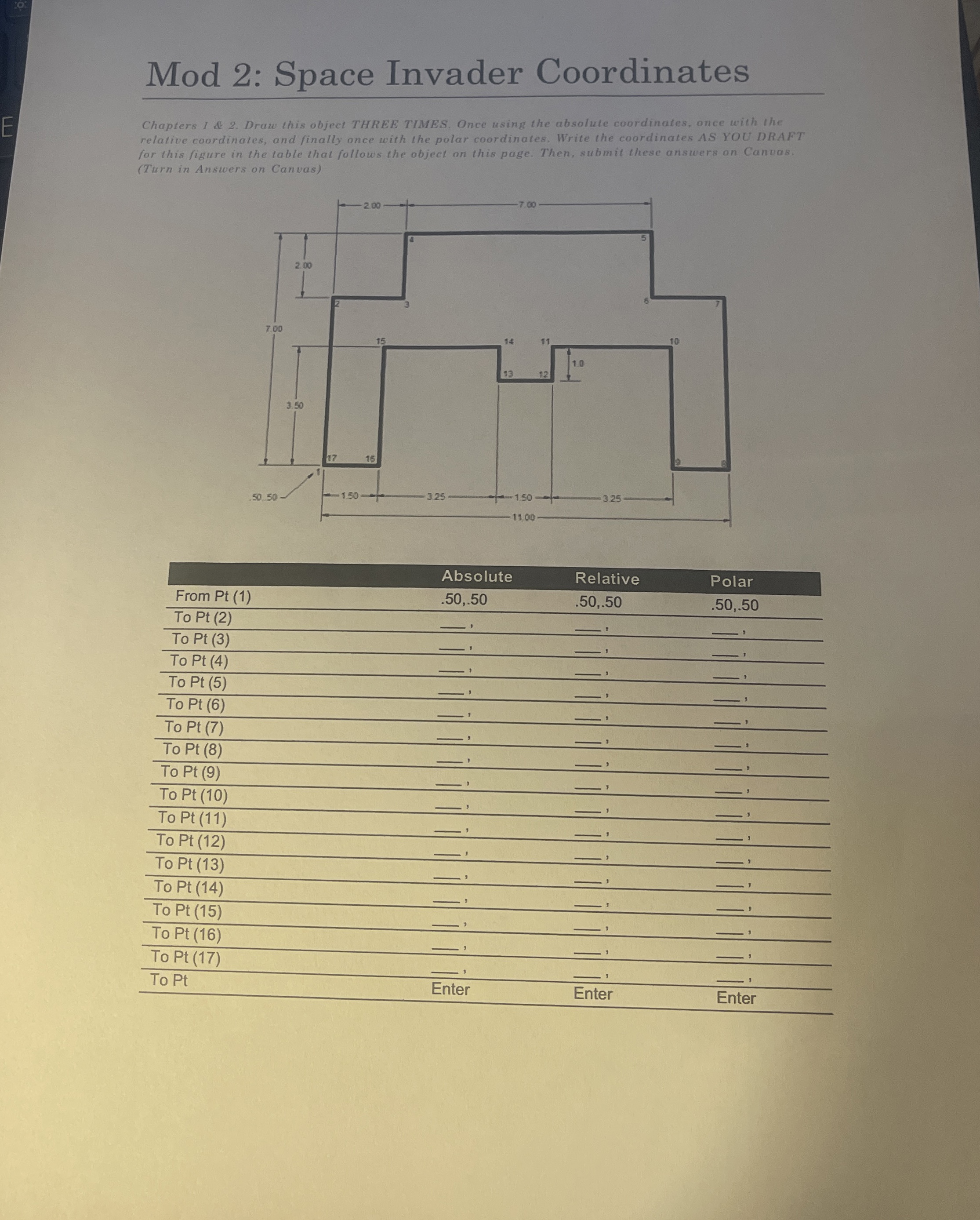 Solved Mod 2: Space Invader CoordinatesChapters 1 2. ﻿Draw | Chegg.com