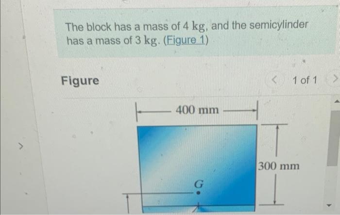 Solved The block has a mass of 4 kg, and the semicylinder | Chegg.com
