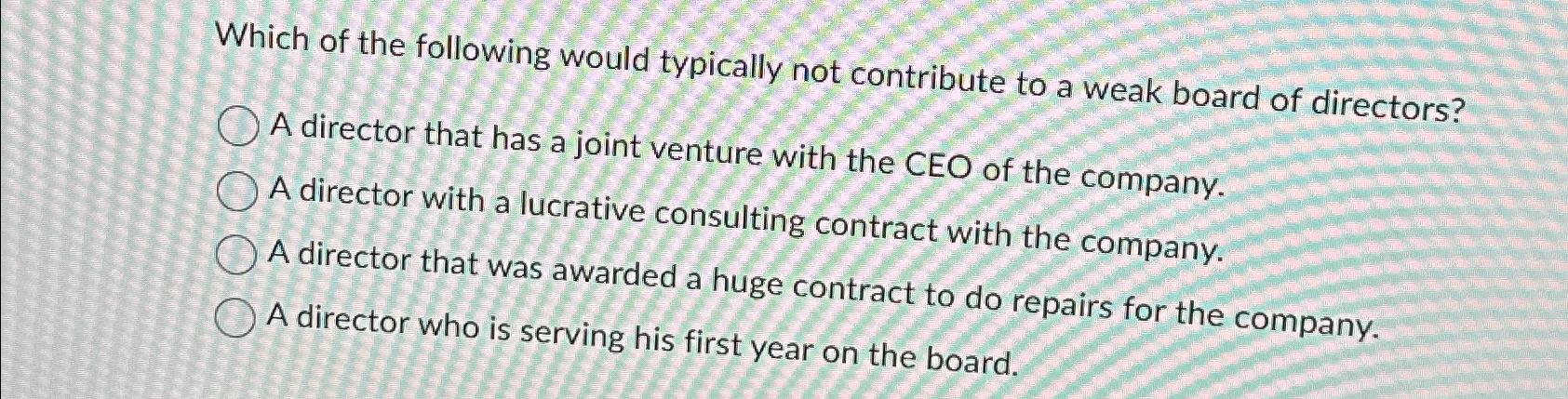 Solved Which of the following would typically not contribute | Chegg.com