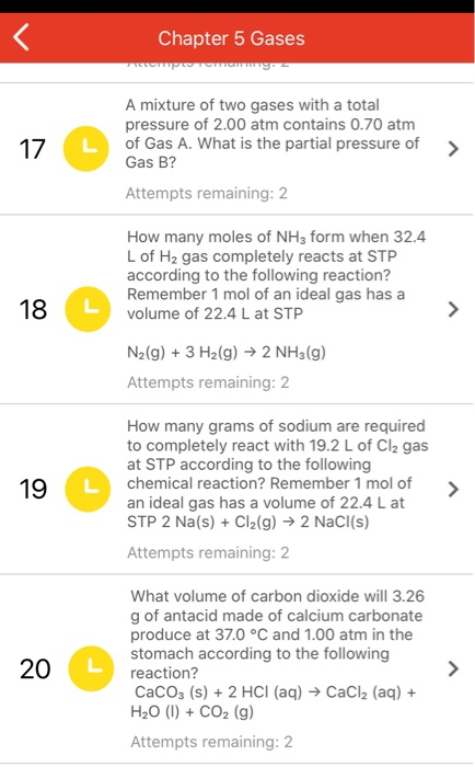 Solved Chapter 5 Gases A mixture of two gases with a total | Chegg.com