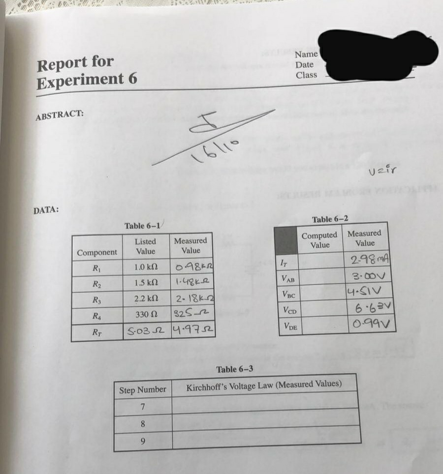 Solved Page 73, Experiments In Basic Circuits Theory | Chegg.com