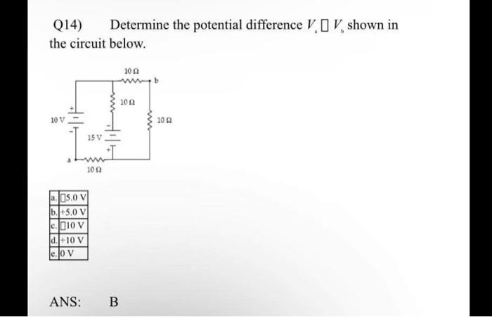 Solved Q14) Determine the potential difference V, Vb, shown | Chegg.com