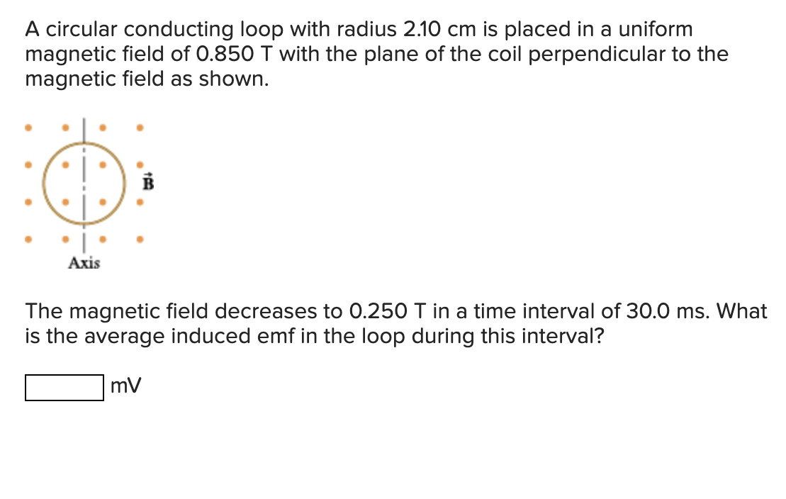Solved A circular conducting loop with radius 2.10cm ﻿is | Chegg.com