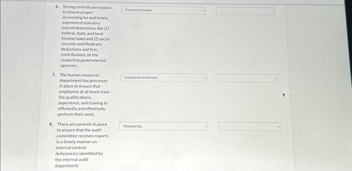 Match each Control in Column 2 with a. One or more | Chegg.com