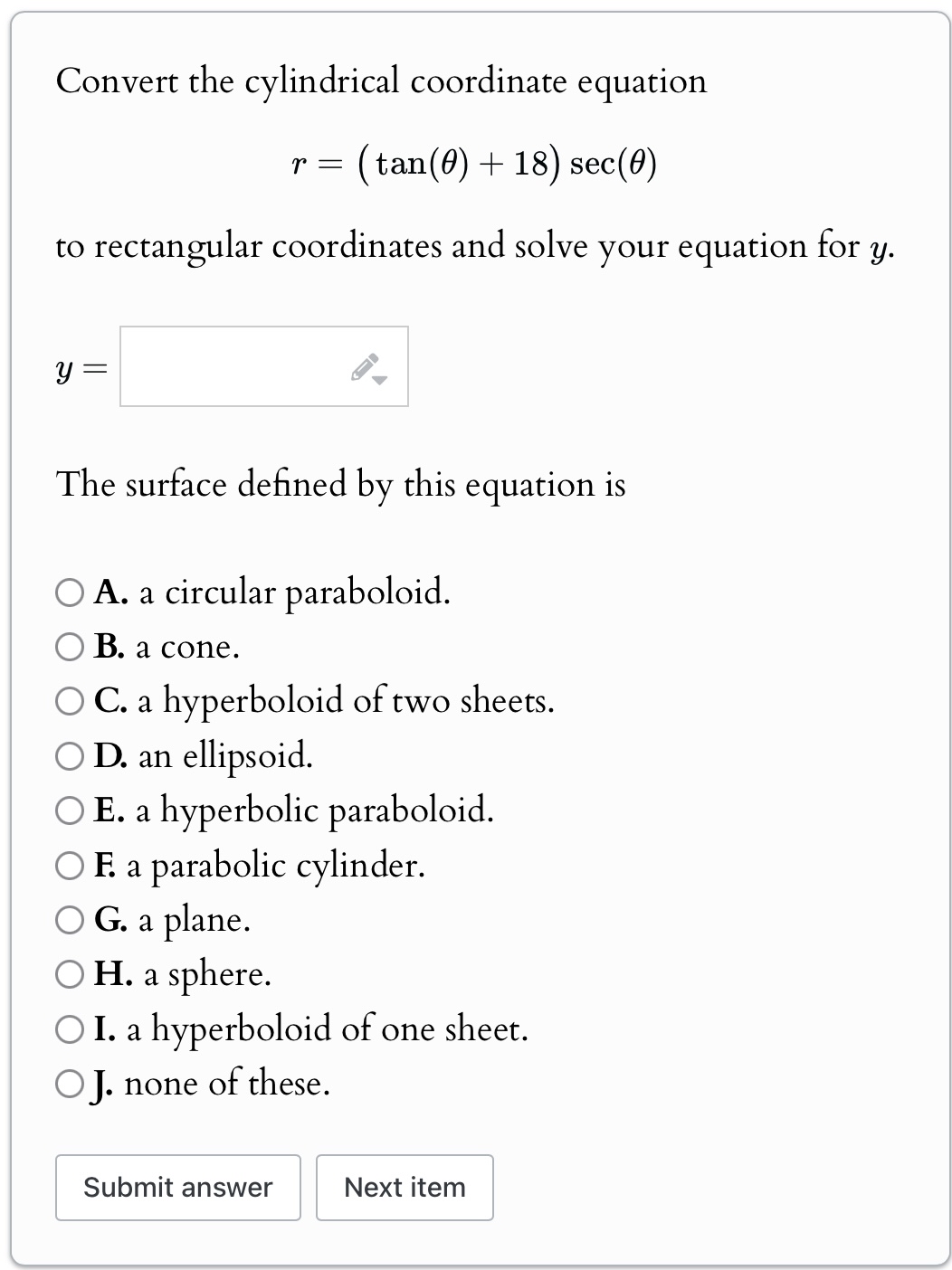 Solved Convert the cylindrical coordinate | Chegg.com