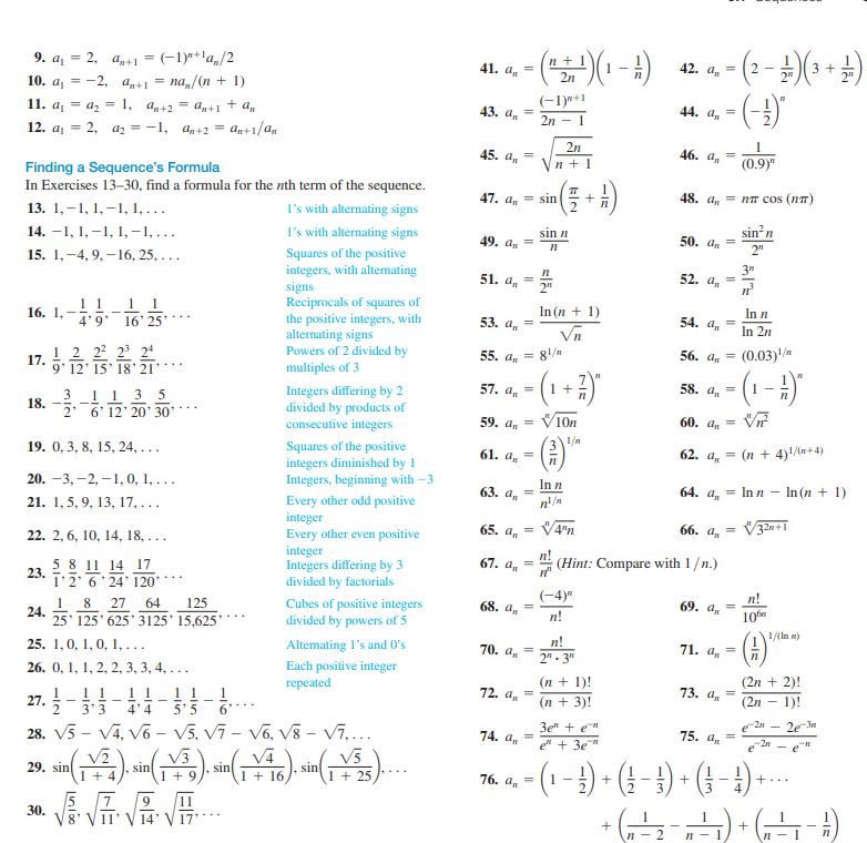 Solved Find a formula for the nth term of the sequence. | Chegg.com