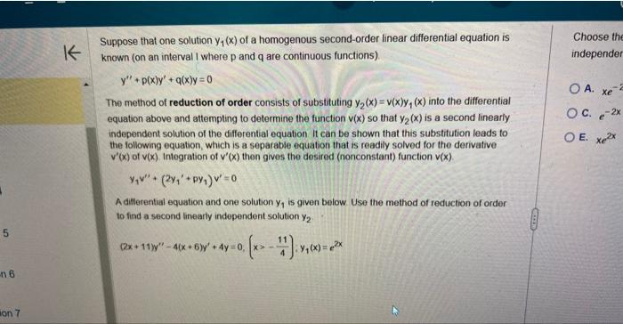 Solved Suppose that one solution y1(x) of a homogenous | Chegg.com