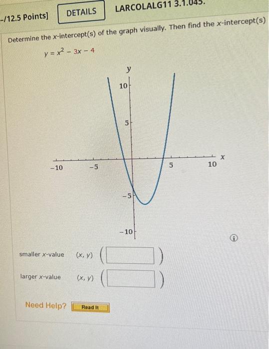 Solved Determine the x-intercept(s) of the graph visually. | Chegg.com