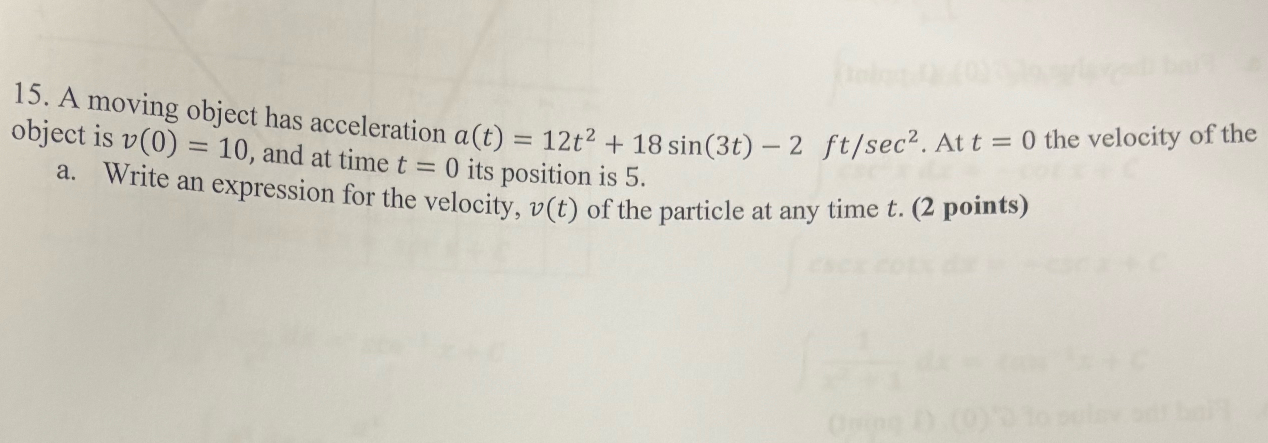 Solved A moving object has acceleration | Chegg.com