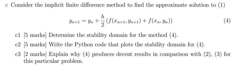 Solved c Consider the implicit finite difference method to | Chegg.com