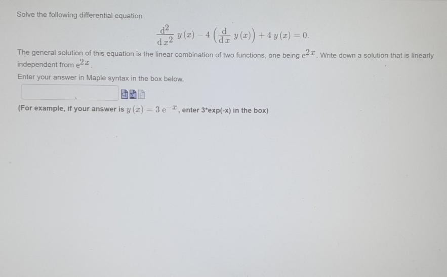 Solved Solve the following differential equation d2 y (2) - | Chegg.com