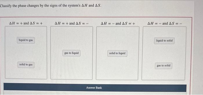 Solved Classify the phase changes by the signs of the | Chegg.com