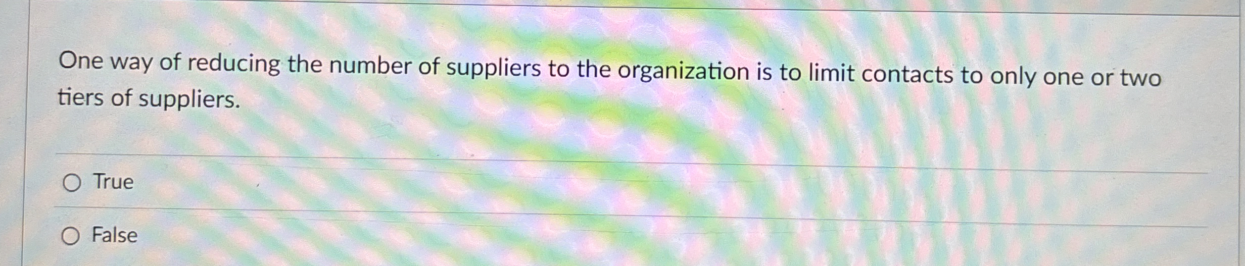 Solved One way of reducing the number of suppliers to the | Chegg.com