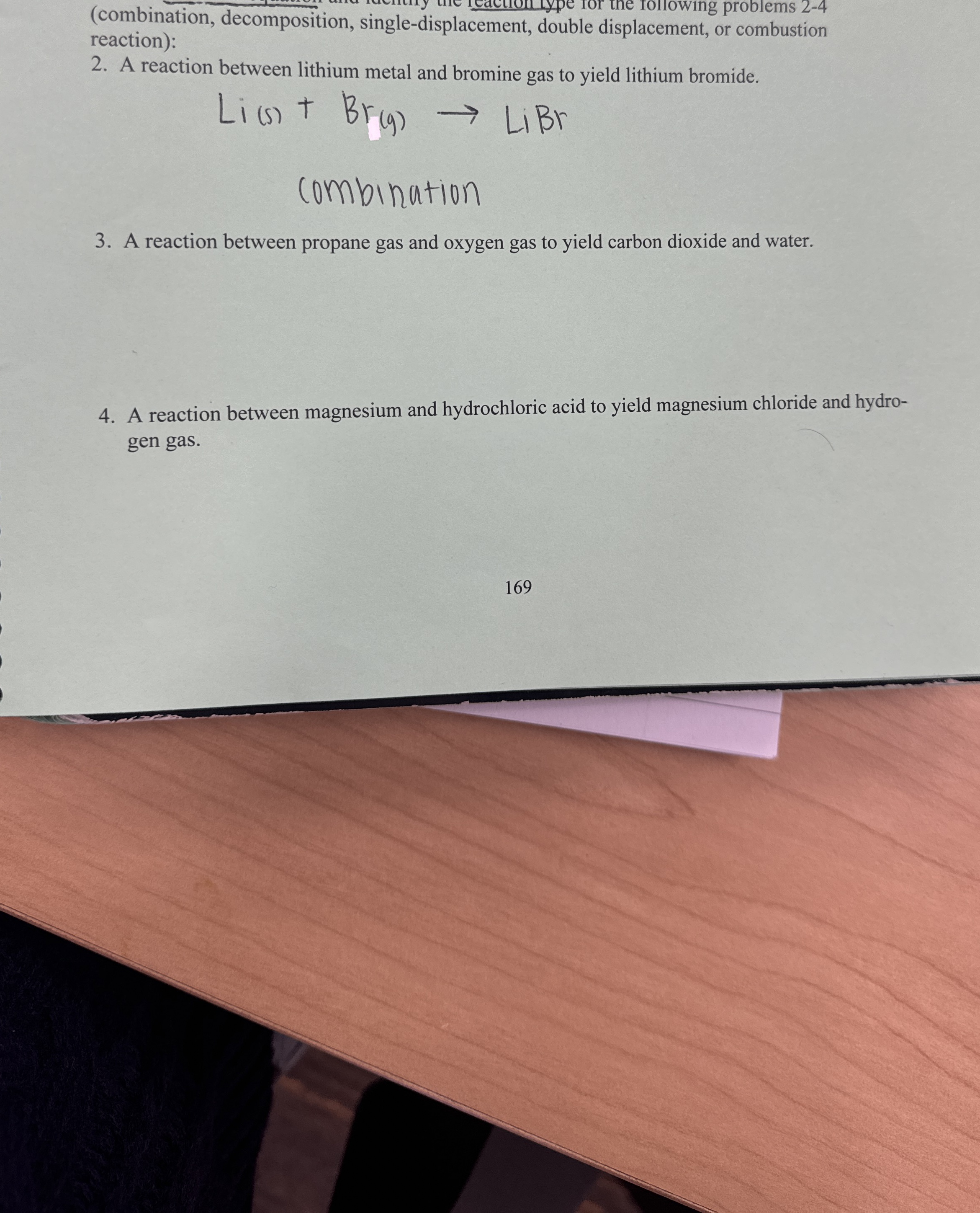 Solved (combination, ﻿decomposition, single-displacement, | Chegg.com