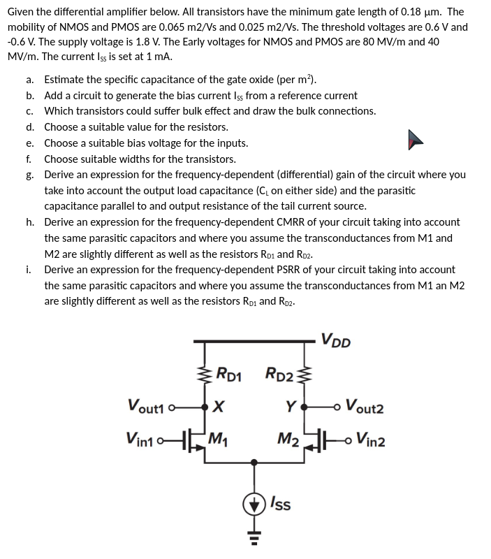 I need help with this ANALOG CMOS DESIGN problem, | Chegg.com