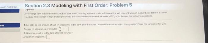 Solved Section 2 3 Modeling With First Order Problem 5 1