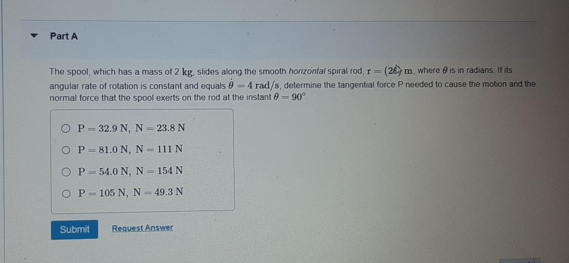 Solved The spool, which has a mass of 2 kg, slides along the | Chegg.com