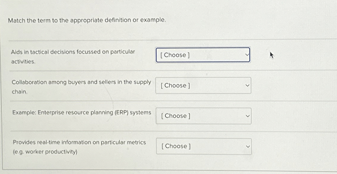Solved Match the term to the appropriate definition or | Chegg.com