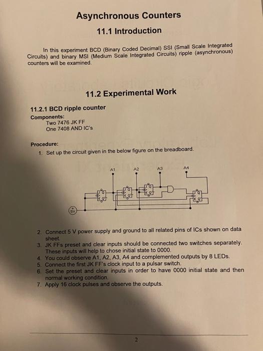 Solved Asynchronous Counters 11.1 Introduction In this | Chegg.com