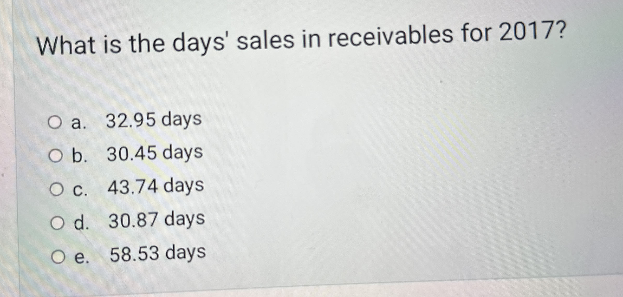 Solved What is the days' sales in receivables for | Chegg.com