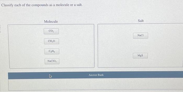 Solved Classify each of the compounds as a molecule or a | Chegg.com
