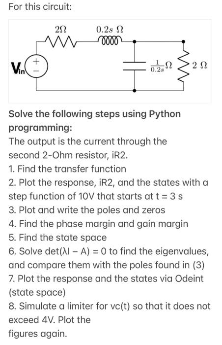Solved For this circuit: Solve the following steps using | Chegg.com