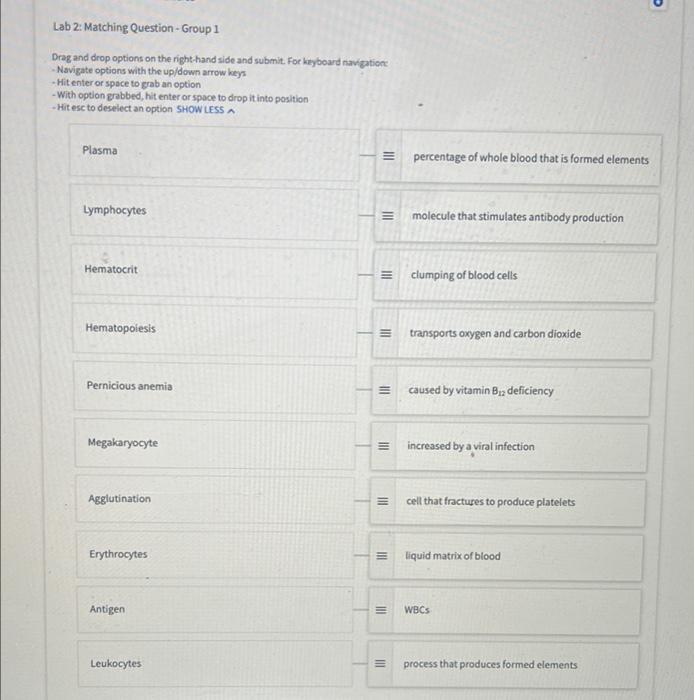 Solved U Lab 2: Matching Question - Group 1 Drag and drop | Chegg.com