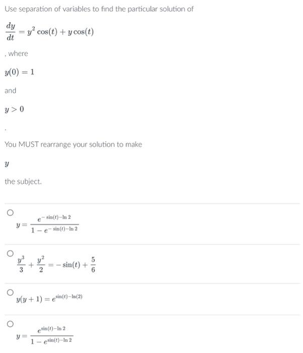 Solved Use separation of variables to find the particular | Chegg.com