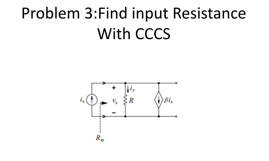 Solved Problem 3:Find input ResistanceWith CCCS | Chegg.com Solved Problem 3:Find input ResistanceWith CCCS | Chegg.com