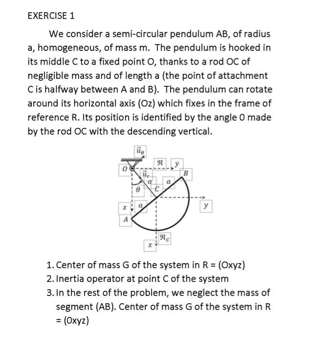 Solved EXERCISE 1 We consider a semi-circular pendulum AB, | Chegg.com