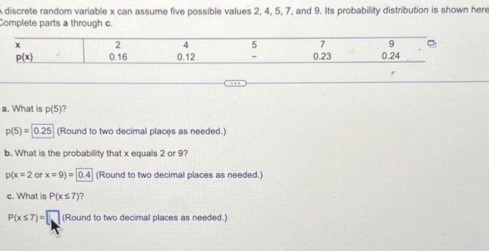 Solved Discrete Random Variable X Can Assume Five