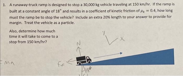 Solved 1. A runaway-truck ramp is designed to stop a 30,000 | Chegg.com