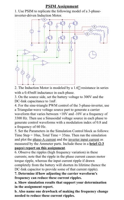 PSIM Assignment 1. Use PSIM to replicate the | Chegg.com
