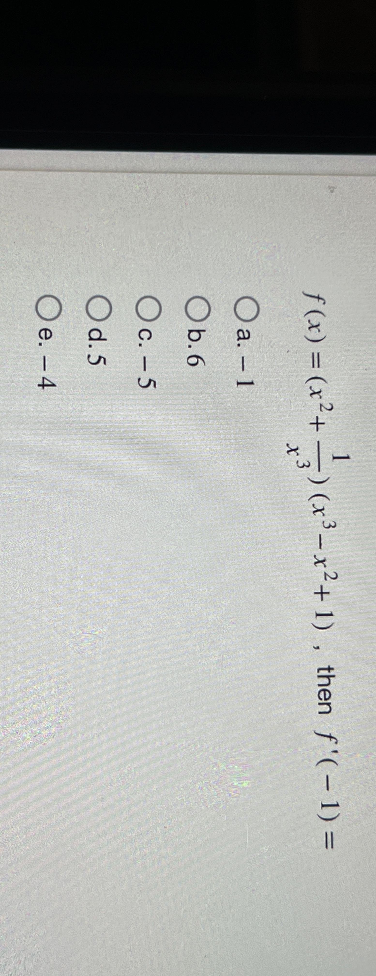 Solved f(x)=(x2+1x3)(x3-x2+1), ﻿then | Chegg.com
