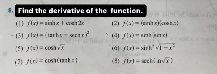 Solved Find the value. (1) sinh0 (2) cosh(−1) (3) tanh0 (4) | Chegg.com