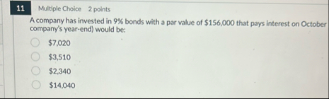 Solved 11Multiple Choice 2 ﻿pointsA company has invested in | Chegg.com