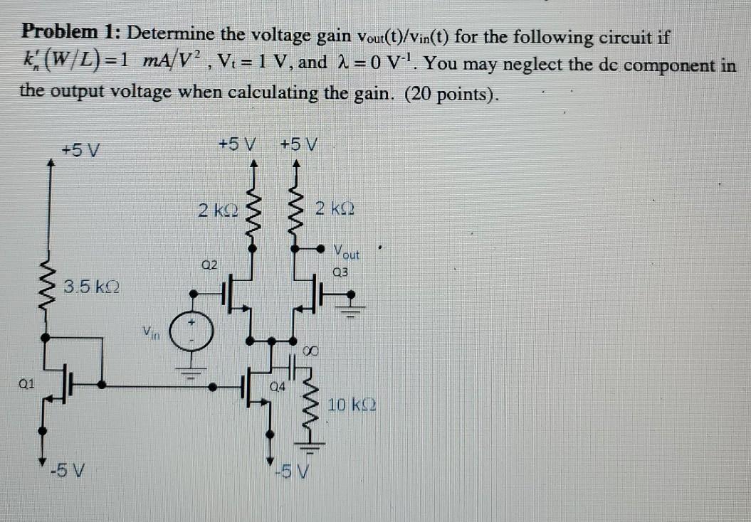 Solved Problem 1: Determine the voltage gain Vout(t)/Vin(t) | Chegg.com