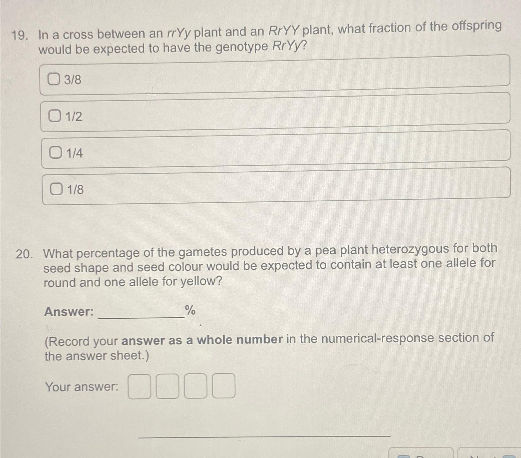 Solved In a cross between an rrYy plant and an RrYY plant, | Chegg.com