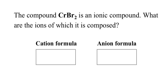 Solved The compound CrBr2 is an ionic compound. What are the | Chegg.com