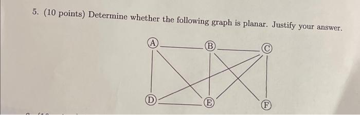 Solved 5. (10 points) Determine whether the following graph | Chegg.com