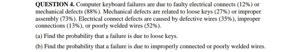 Solved QUESTION 4. Computer keyboard failures are due to | Chegg.com
