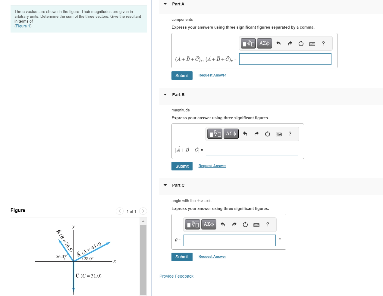Solved Three vectors are shown in the figure. Their | Chegg.com