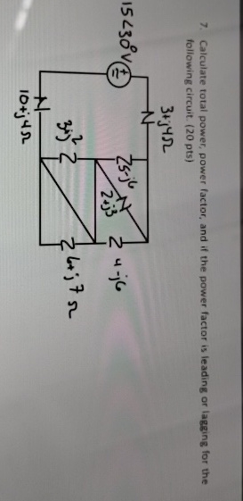 Solved Calculate total power, power factor, and if the power | Chegg.com