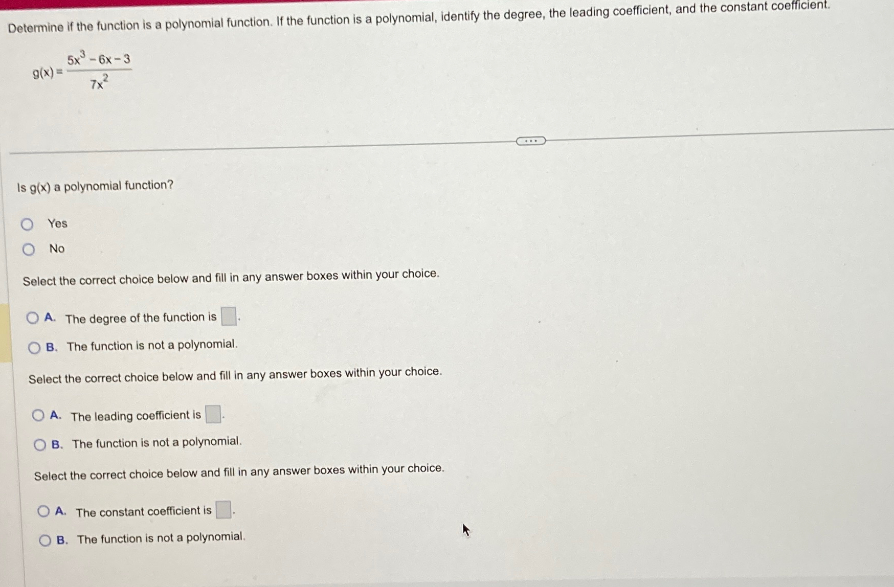 Solved Determine if the function is a polynomial function. | Chegg.com